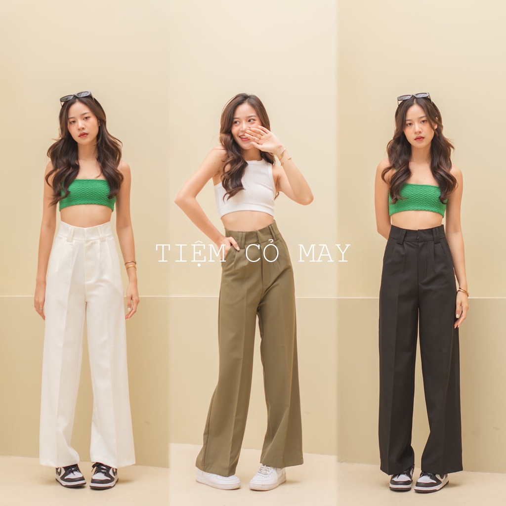 Women's Wide-Legged Pants With Leeches And Buttons - Thick Fabric ...