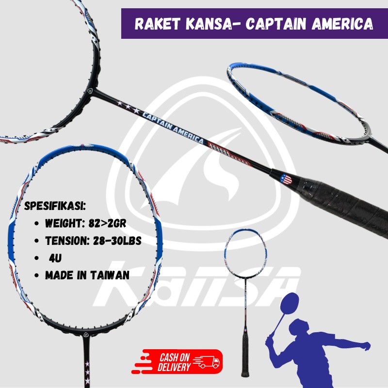 Kansa CAPTAIN AMERICA LIMITED EDITION BADMINTON RACKET ORIGINAL ...