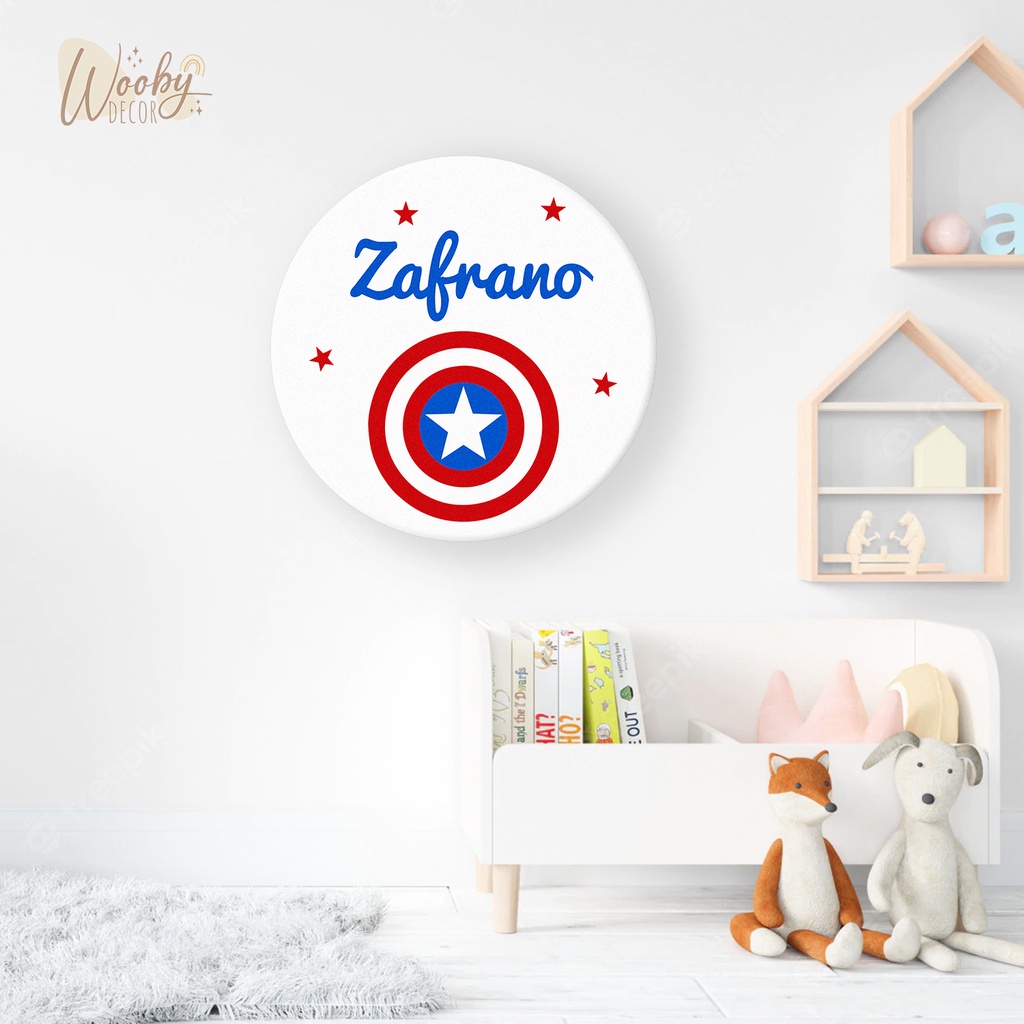 HIASAN DINDING [Captain America] Custom 3D NAME SIGN Nameplate Embossed ...