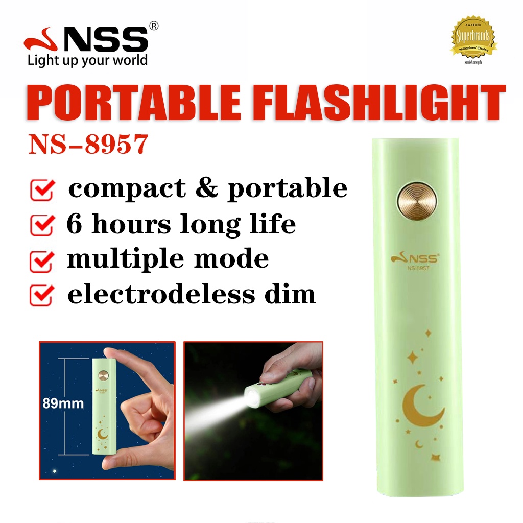 NSS Portable Flashlight USB Rechargeable Mini LED Light Outdoor Camping ...