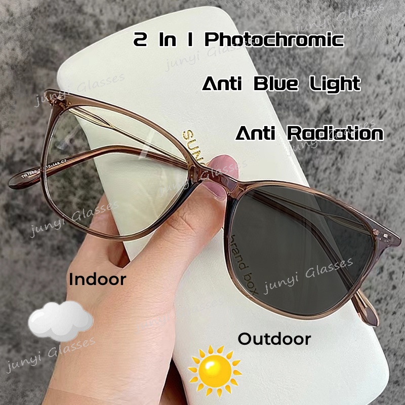 Anti Radiation Photochromic Eye Glasses For Women Men Anti Blue Light ...