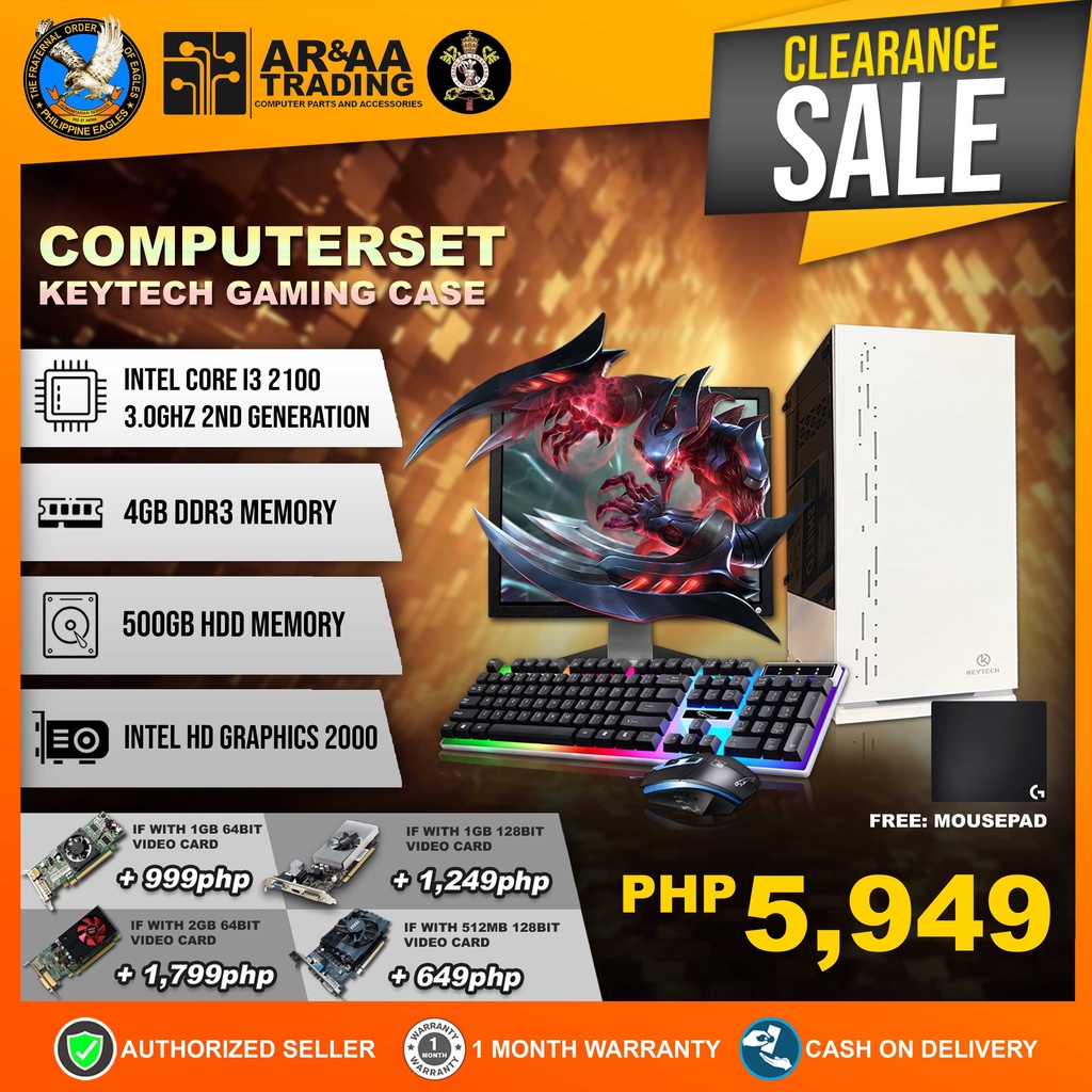 Computer Set Keytech Gaming Case Intel Core i3 2100 3.0ghz - 4gb 500gb ...