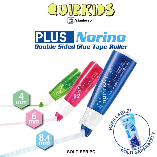 Norino Plus Double Sided Glue Tape Refillable Adhesive Roll Roller ...