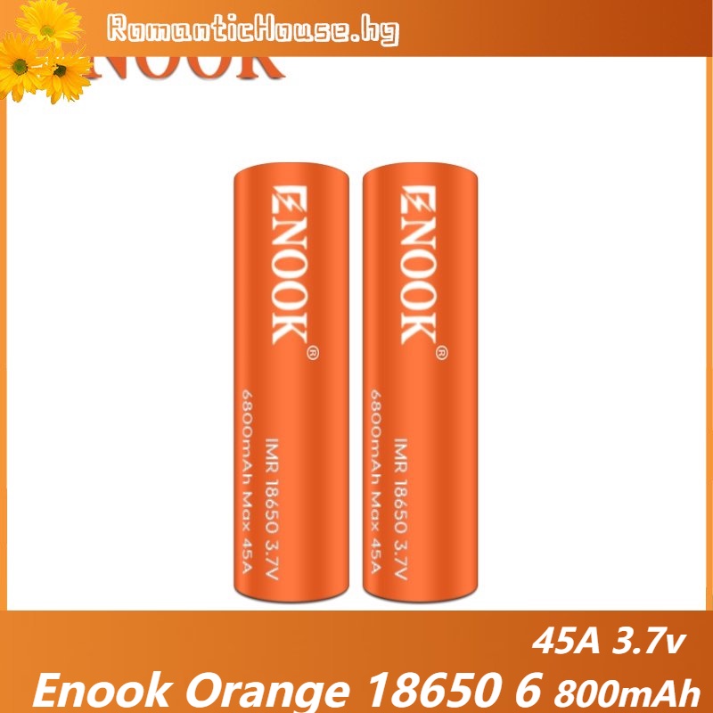 Enook Orange 18650 6800mAh 45A 3.7v Rechargeable battery lithium ion ...