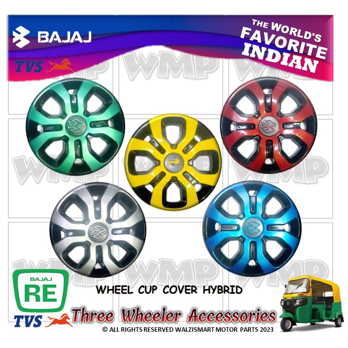 Wheel Cap Cover Rim Cover Hybrid Bajaj Re & TVS King 400x8 3pcs ...