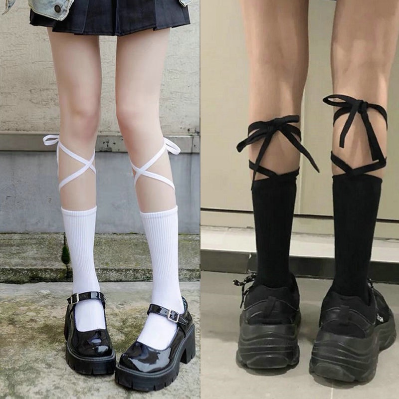 Strap socks cross leg socks Female's jk middle tube socks | Shopee ...