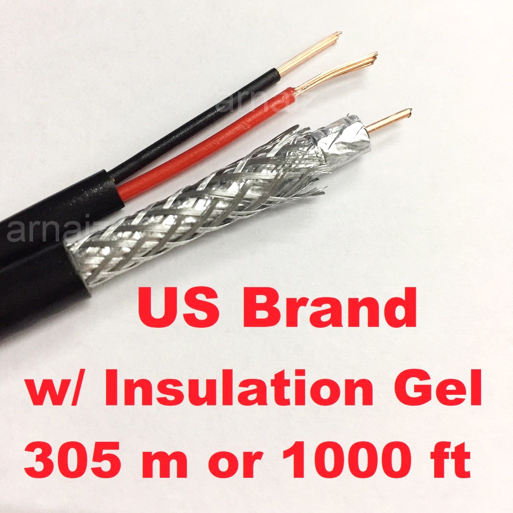 RG6 Siamese Cable CCTV Coaxial with Power DC US Brand 305 meters 1000 ...