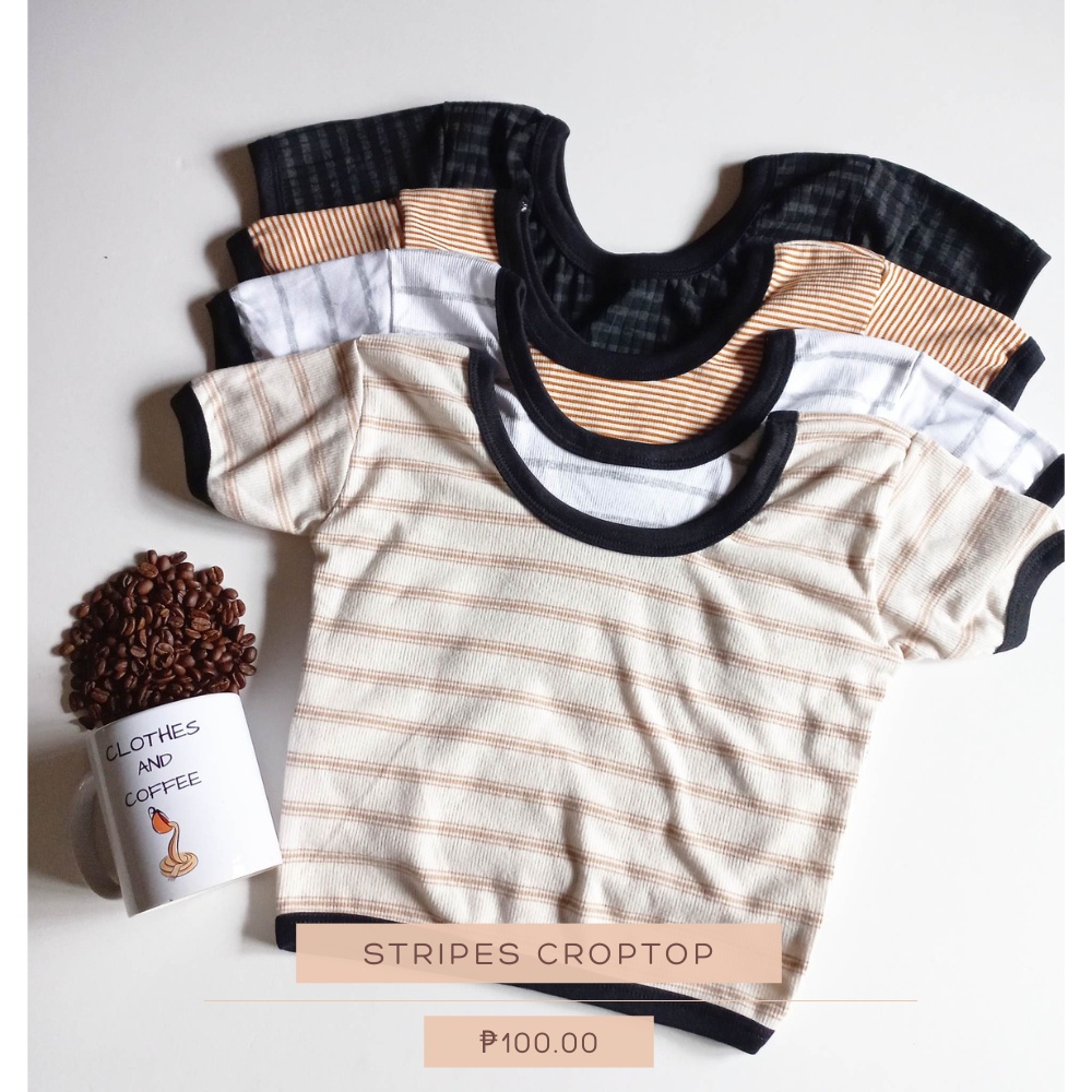 CNCPh Basic Stripes Cropped top | Ringer Top | Ribbed Lines | Shopee ...