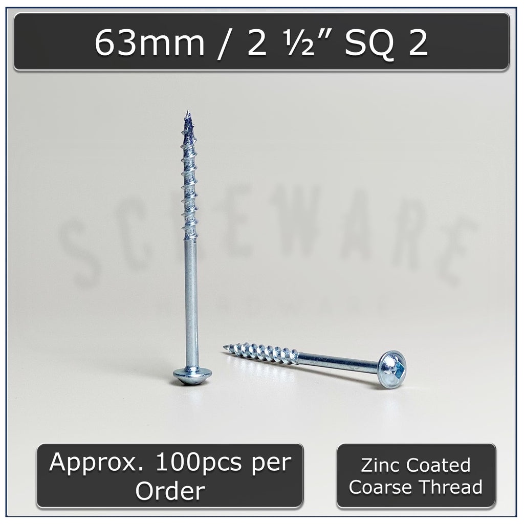 SQ2 Pocket Hole Screws Approx. 100pcs (25, 32, 38, 50, 63mm) / (1, 1¼ ...