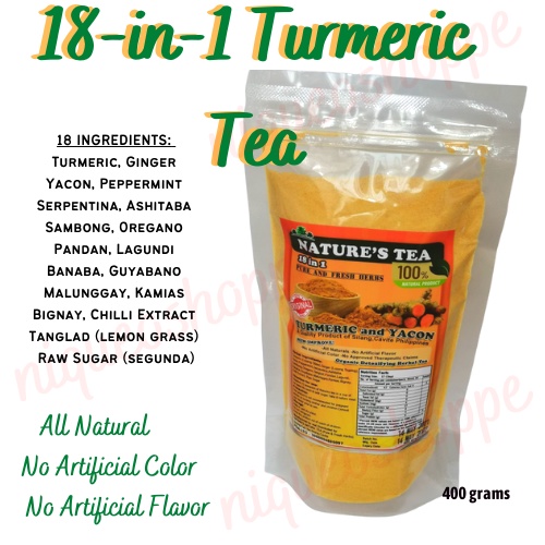[Nique] 18-in-1 Turmeric Natures Tea, Herbal Powder Tea, 400grams, 100% ...