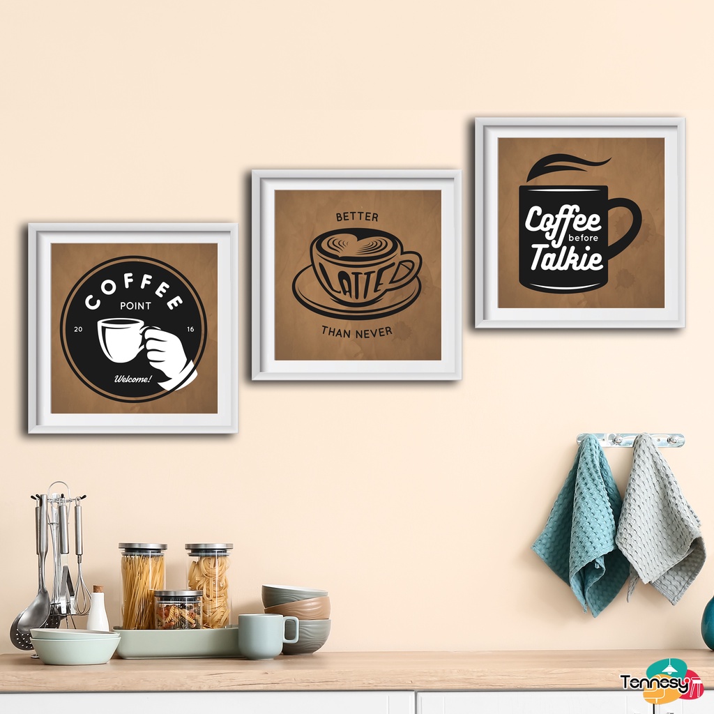 HIASAN DINDING KAYU Tennesy COFFEE QUOTE WALL DECORATION 20x20CM ...