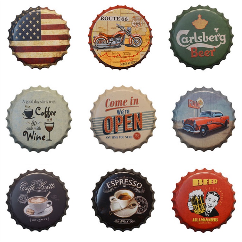 Beer Bottle Cap Vintage Tin Sign Bar Pub Club Cafe Home Wall Decoration ...