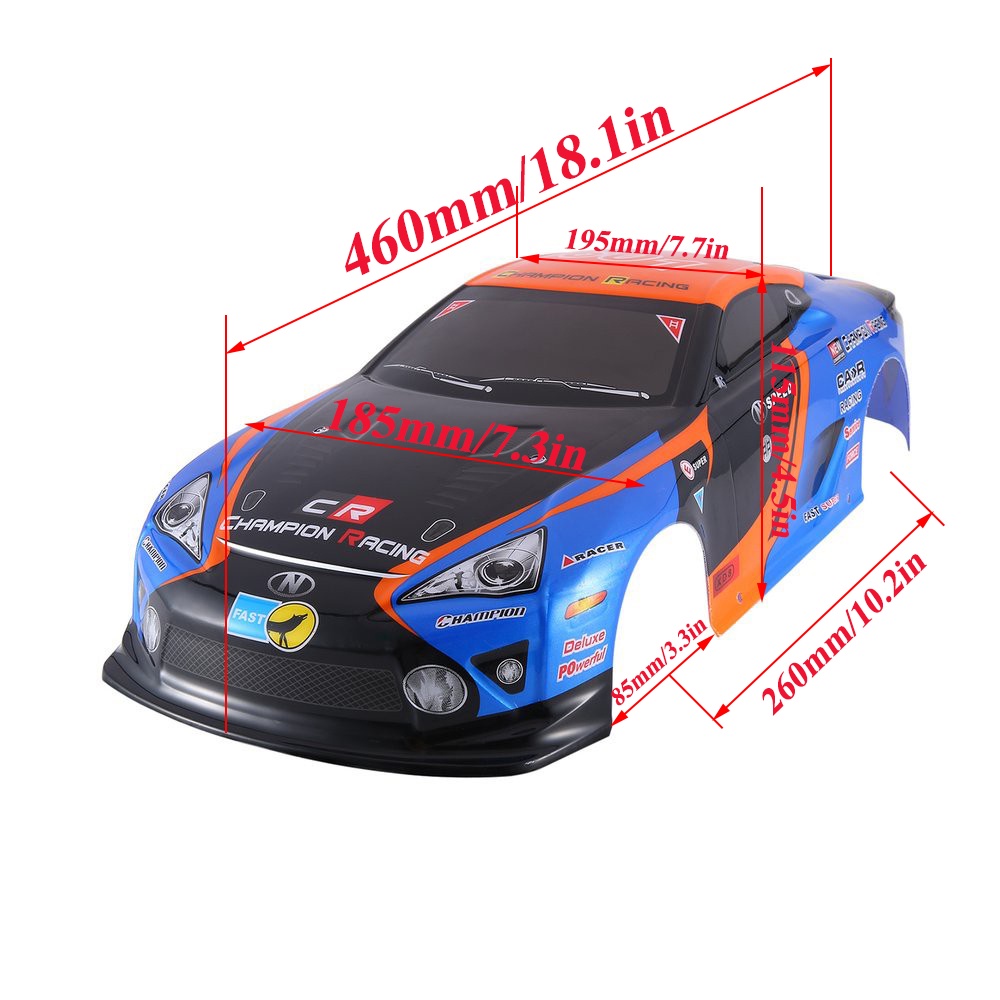 1/10 RC Car Shell Painted Body 195/190mm Width PVC Cover with Tail for 1:10 Racing Hobby Drift ...