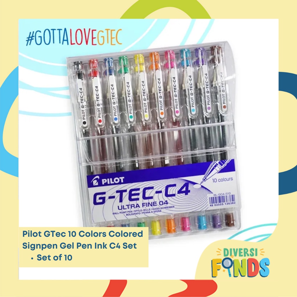 1 Set Pilot GTec 5 and 10 Colors Colored Sign pen 0.4mm - Gel Pen Ink C4 Set | Shopee Philippines