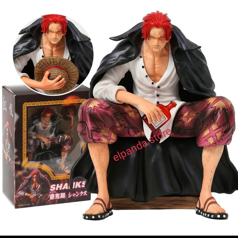 MERAH One Piece Shanks With Red Hair Sitting Figure | Shopee Philippines