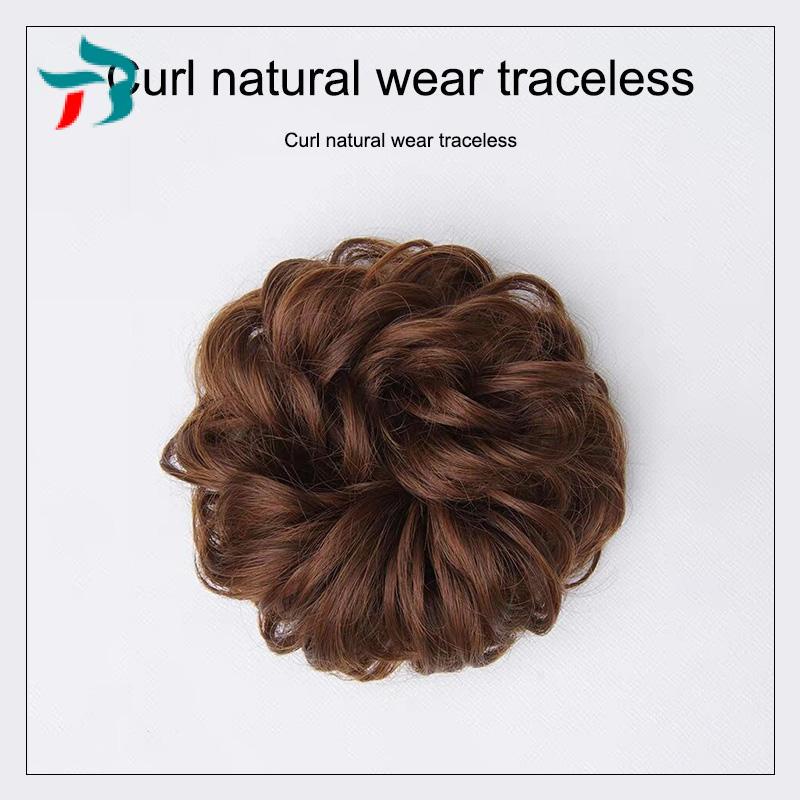 Wig Hair Ring Ball Head Chemical Fiber Flower Bud Female Puffy Curly ...