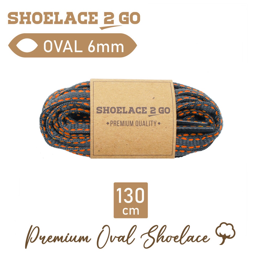 Shoelace 2 GO PREMIUM OVAL LONJONG MOTIF SHOETRA N3A - GRAY ORANGE ...
