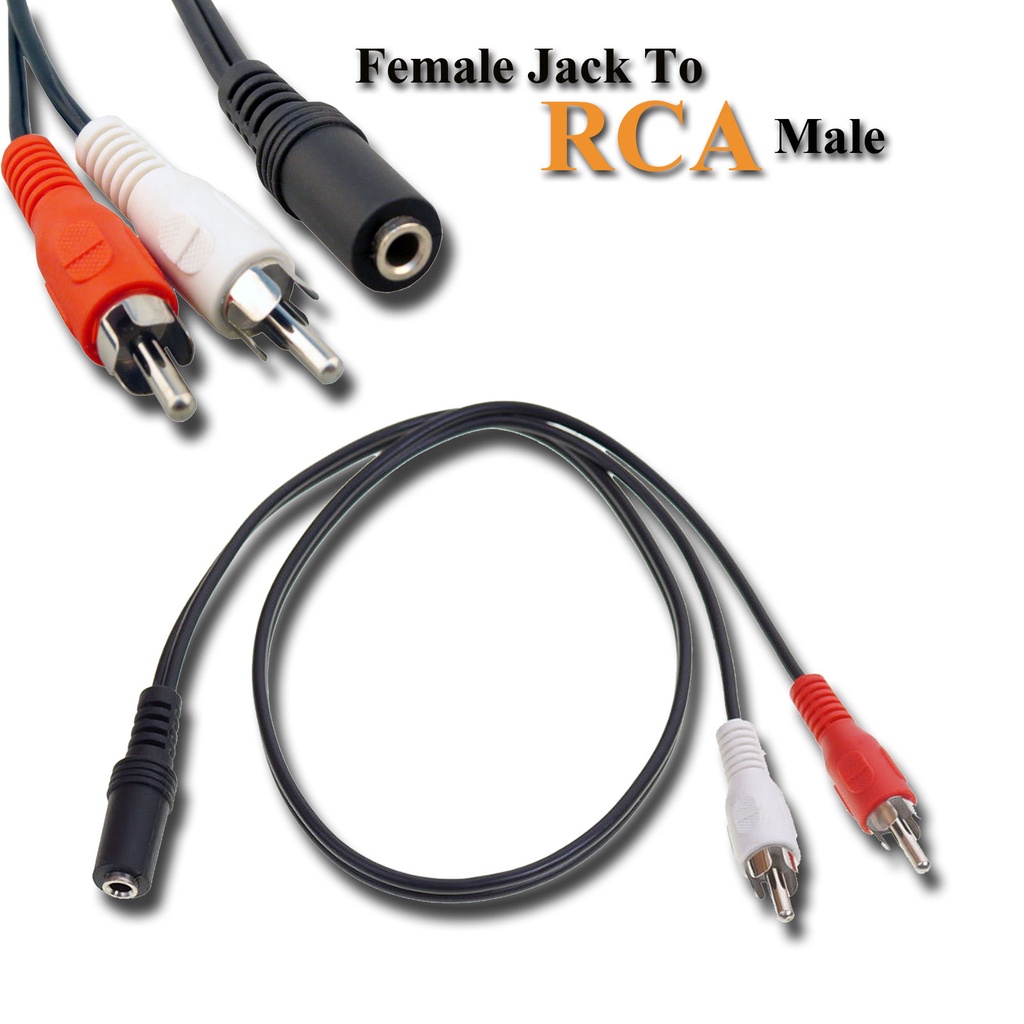 UNIVERSAL 3.5MM STEREO JACK FEMALE TO 2 RCA MALE ADAPTER AUDIO RCA ...