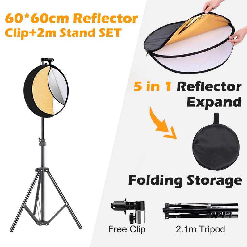 5 in 1 Reflector Photography Collapsible Portable Studio Light Diffuser ...