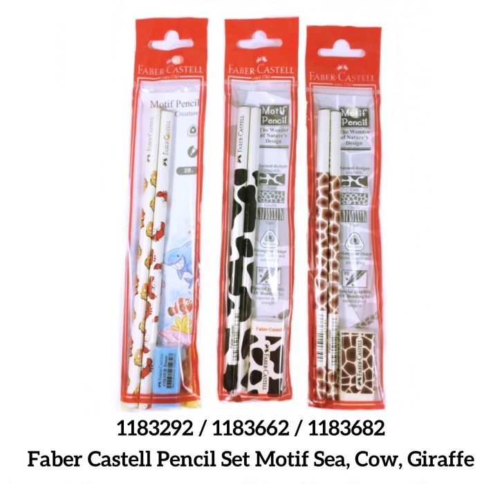 Fabercastell 2B Pencil Set with Cow and Girafe Motif / Cow and Giraffe ...