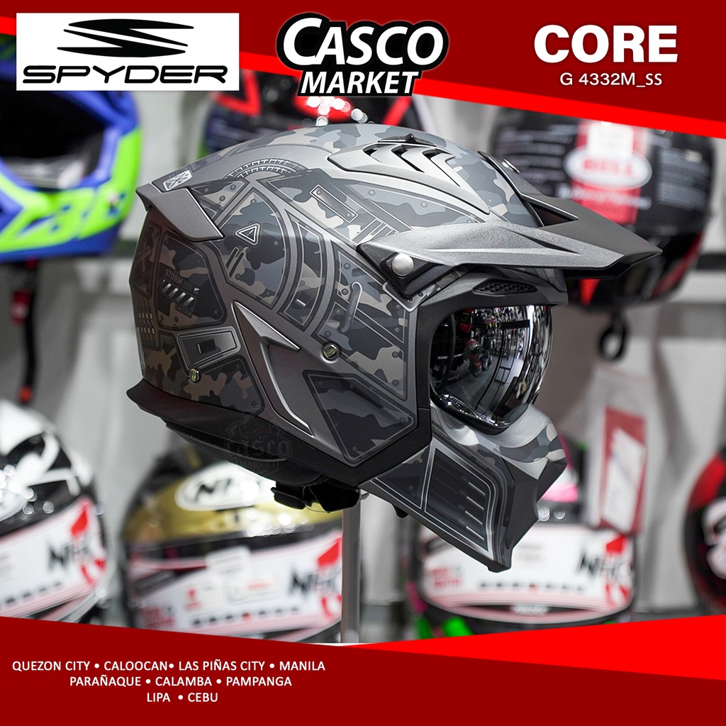 SPYDER CORE G HYBRID SINGLE VISOR MOTORCYCLE HELMET (with extra 2 lens ...