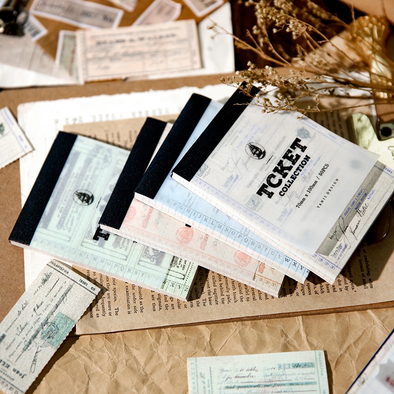 Midoo 50 sheets Vintage Ticket Memo Pads Retro Scrapbooking DIY ...