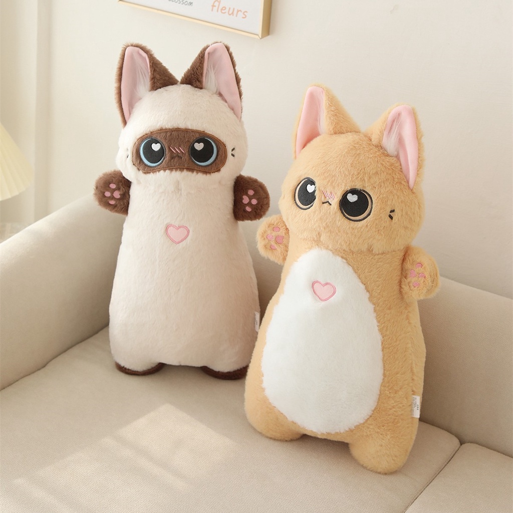 55cm Cute Cat Plush Toy Lovely Stuffed Animal Siamese Grey Orange Cats ...