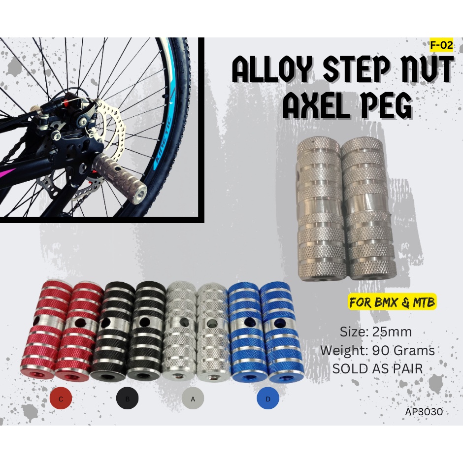 MTB BMX Step Nut Alloy Axel Foot Peg Balance Bar Step nut 1 PAIR Foot ...