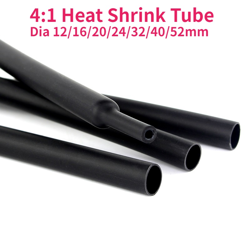 1Meter Black 4:1 Heat Shrink Tube With Glue Thermoretractile Heat Shrinkable Tubing Dual Wall ...