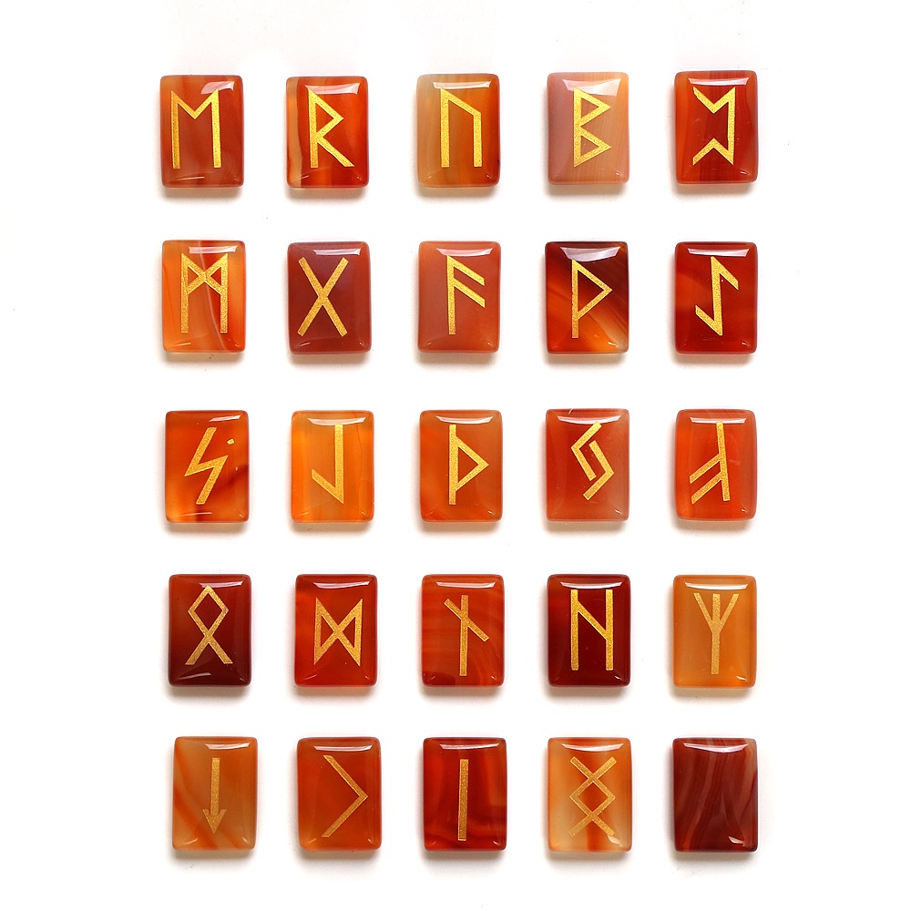 Cross-Border Foreign Trade Crystal Gemstone Agate Rune Rune Lettering ...