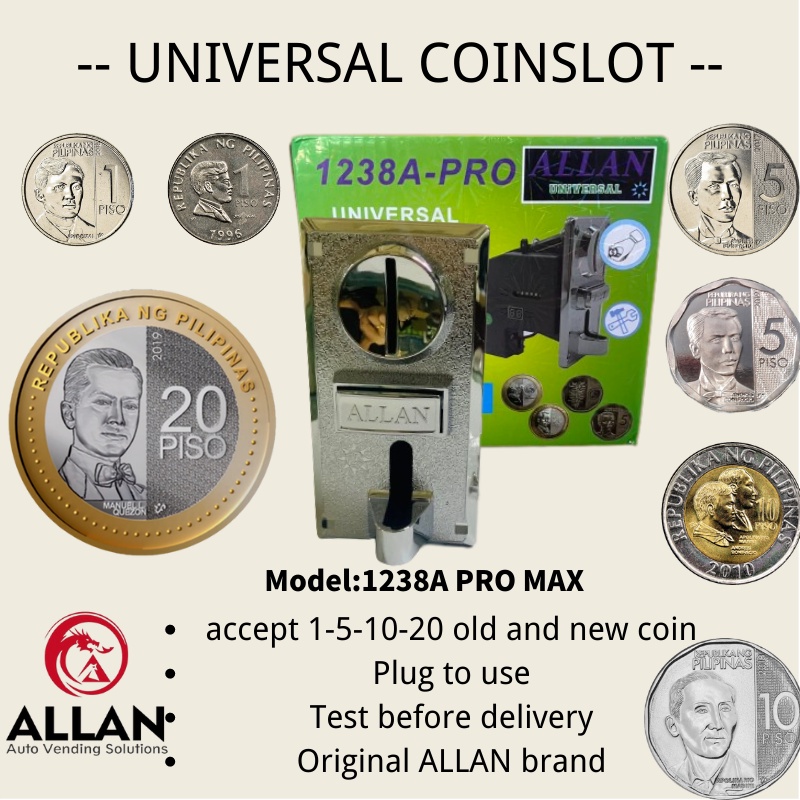 ALLAN Universal CoinSlot 1238 1238A Model | Shopee Philippines