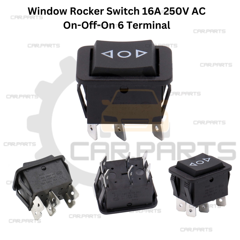 CP (2488) Rocker Switch 16A 250V AC On-Off-On Momentary DPDT 6 Terminal Black | Shopee Philippines