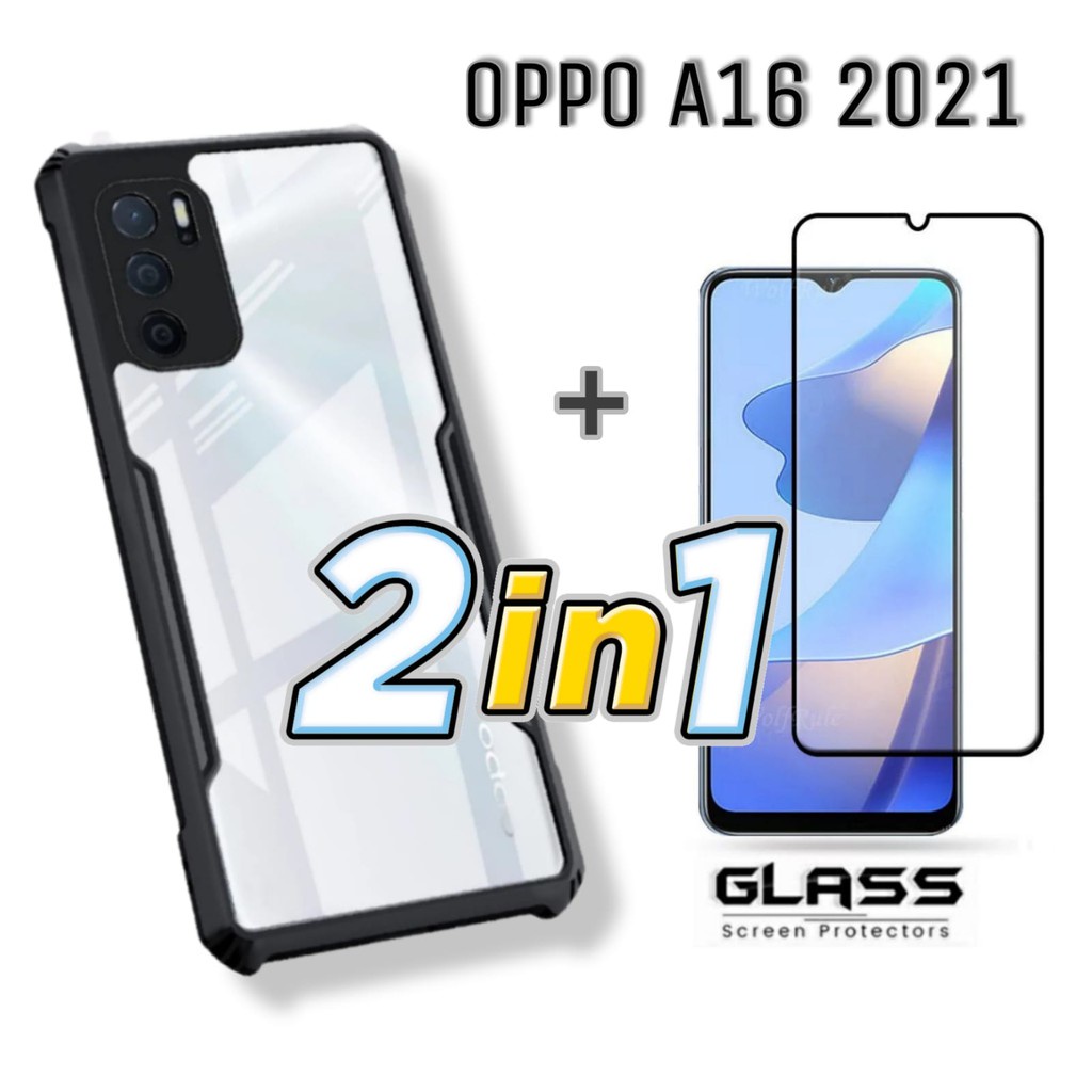 (2 in 1) Phone Case For Oppo A16 2021 A15 A15S case with tempered glass ...