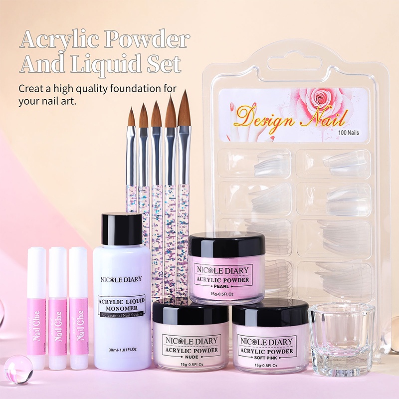 BORN PRETTY Nail Acrylic Powder Liquid Crystal Glass Set Nail Art ...