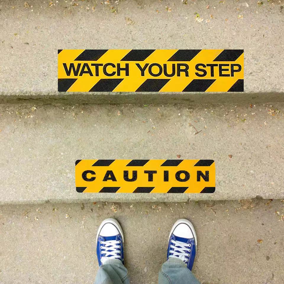 15CM*60CM Watch Your Step Floor Decals Stickers Black And Yellow ...