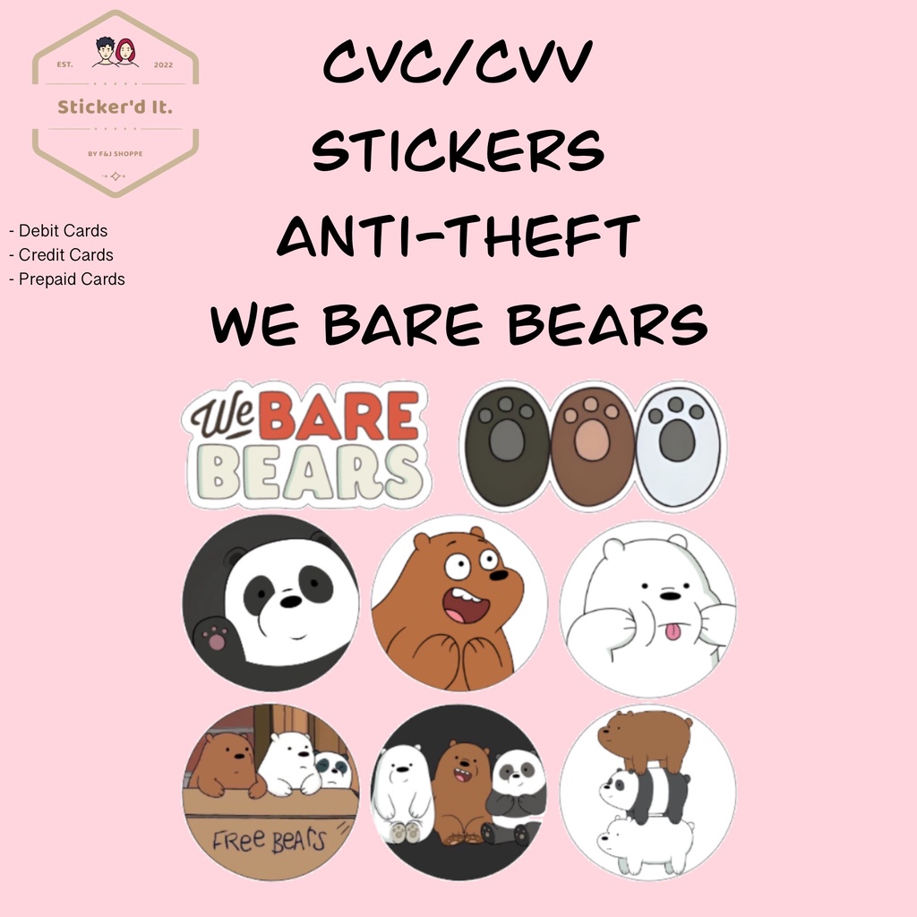 We Bare Bears CVV/CVC Stickers (Anti-Theft Stickers for ATM and Credit ...