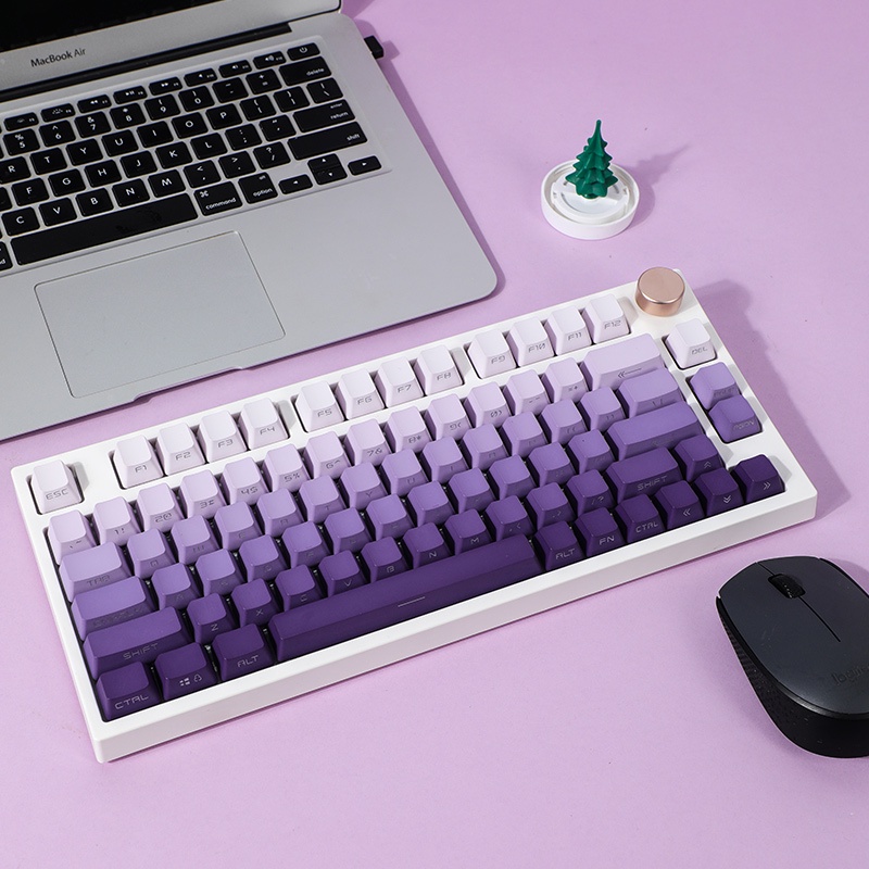 【JKDK】Lilac PBT keycaps font transmits light OEM profile white and ...