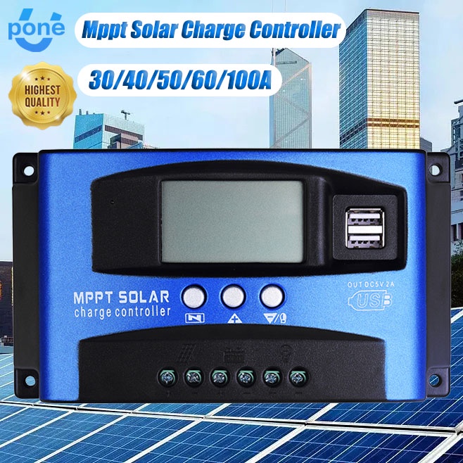 Mppt Solar Charge Controller 100A Regulator Battery Charger Dual USB LCD Auto Cell Panel Display ...