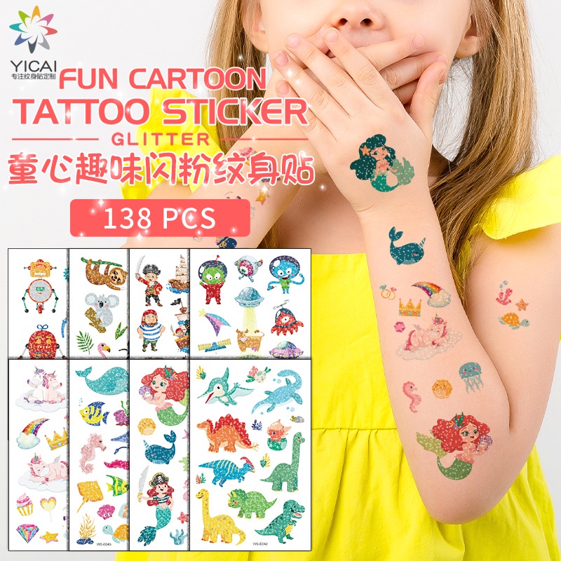 Children Temporary Tattoo Sticker Cute Cartoon Animals Insects Sea ...
