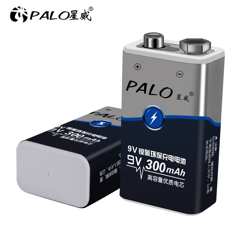 PALO 9V 6F22 Nimh 9v Rechargeable Battery 300mAh low self-discharged 9 ...