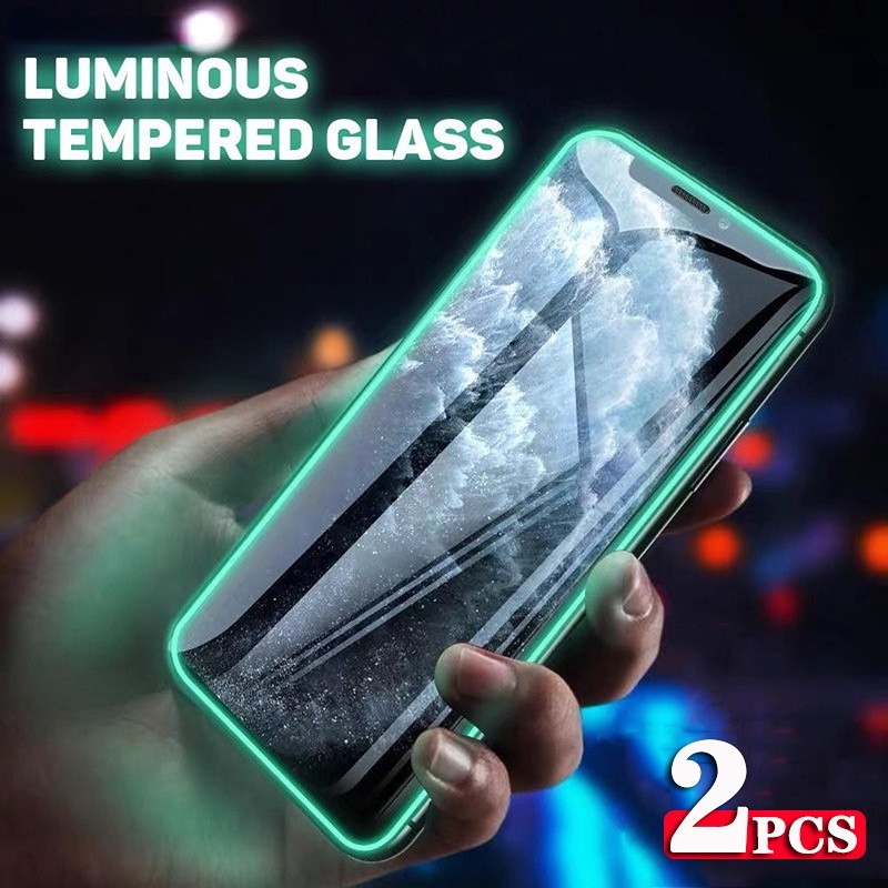 2PCS Luminous HD Screen Protector Toughened Glass Protective Film For ...