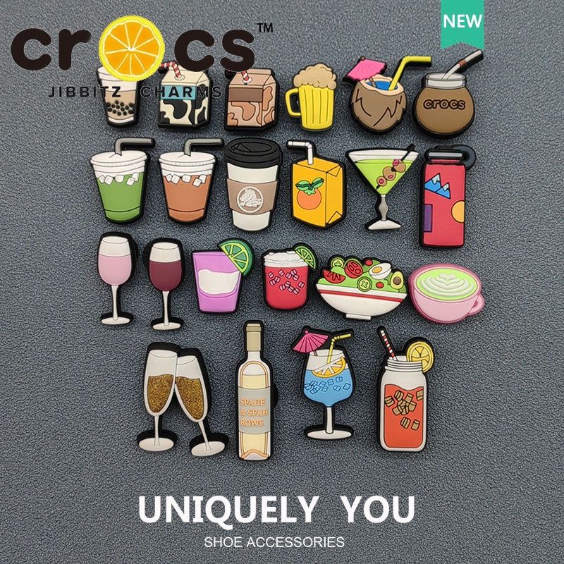 crocs jibbitz charms 鞋花 鞋扣 饮品系列 DIY shoe accessories jibbitz button ...