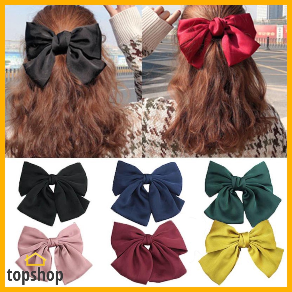 TOPSHOP Satin Big Ribbon Bow Ties Clip Hair Ponytail Clip Women Bow ...