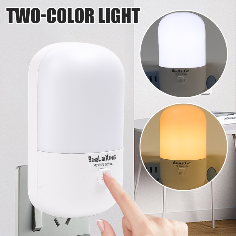 Creative Two-color Energy Saving Night Light Plug-in LED Socket Lamp ...