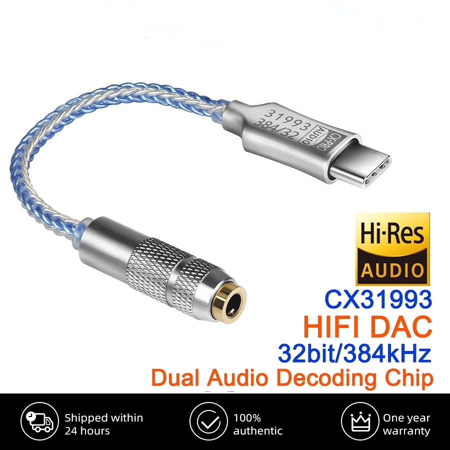 USB Type C to 3.5mm Audio Adapter CX31993 HiFi DAC Headphone Amplifier Audio Interface Earphone ...