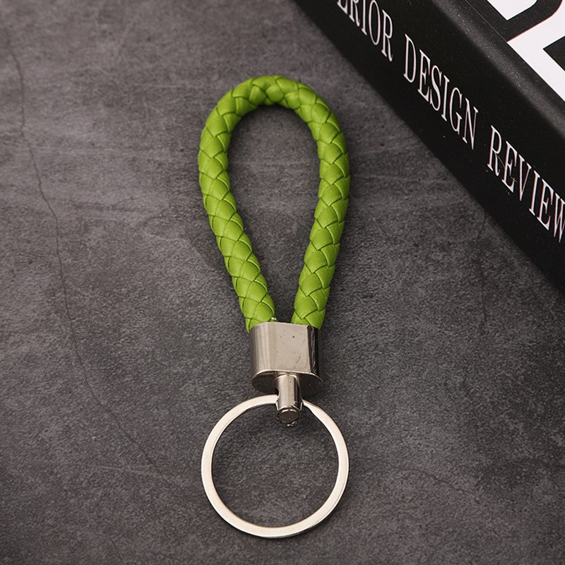 PU Leather Braided Woven Keychain Rope Rings Fit DIY Circle Pendant Key ...