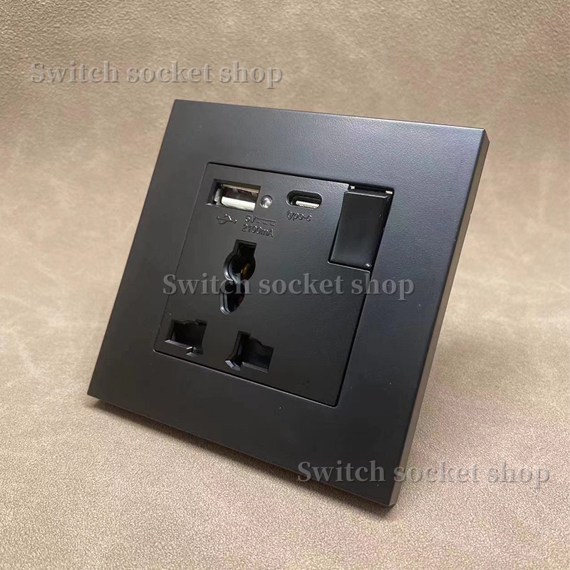 Type 86 one gang power control switch three-hole USB+type-c luxury PC ...