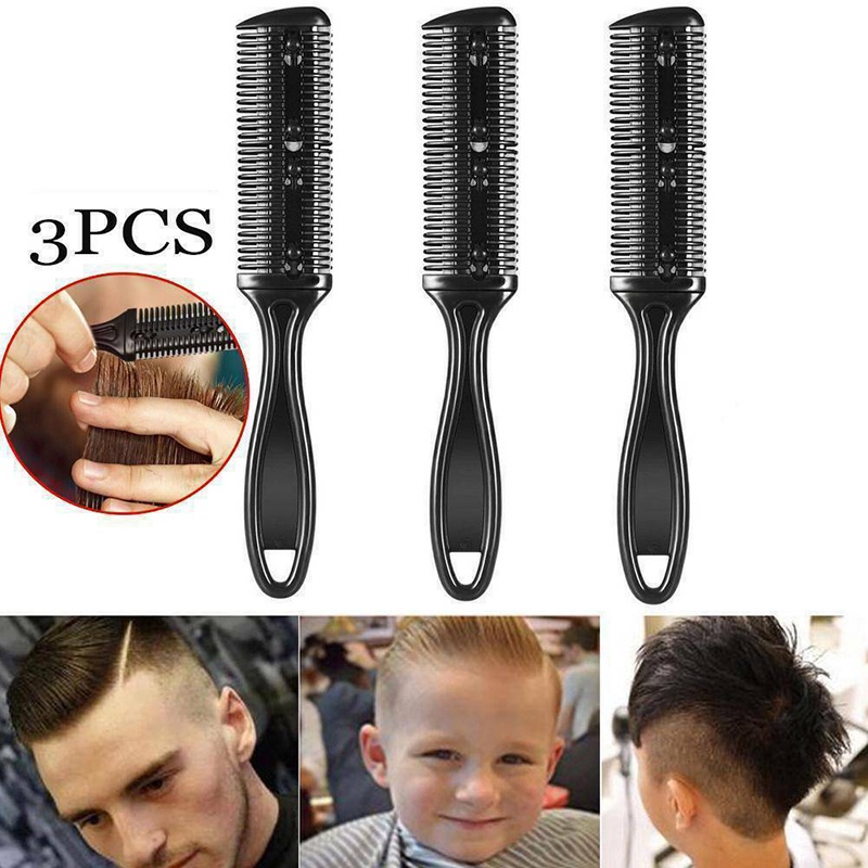 3pcs Hair Thinning Cutting Trimmer Razor Comb With Blades Hair Cutter ...