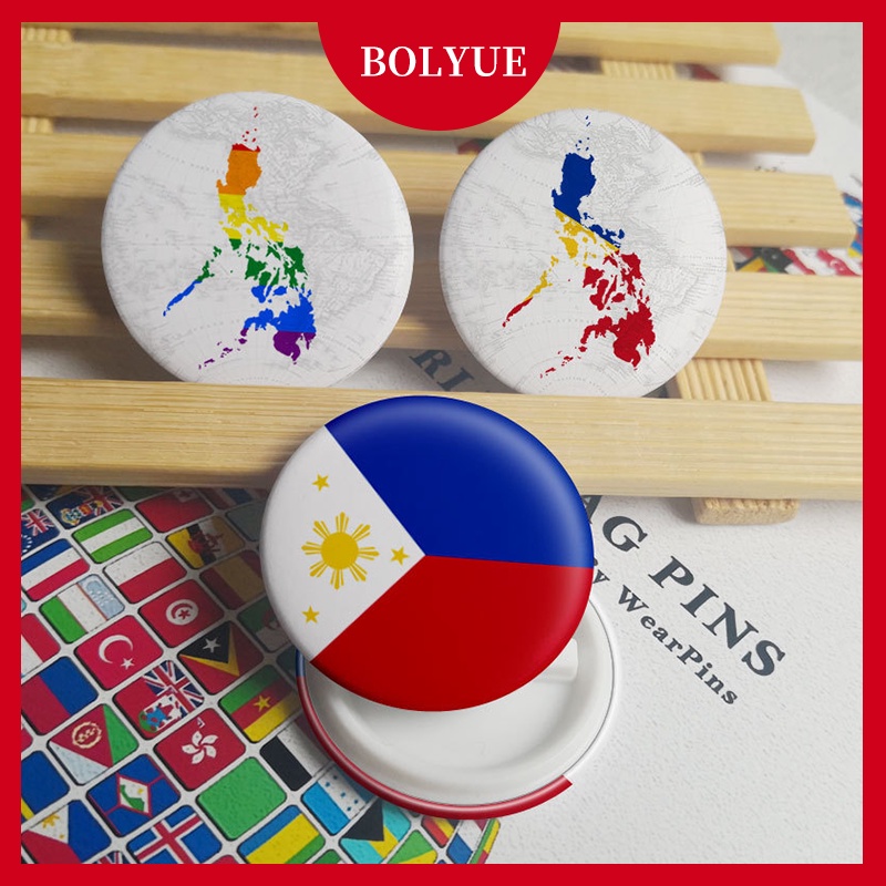 2Pcs Philippine Flag pin/Map/Rainbow Badge Philippine Tinplate Badge ...