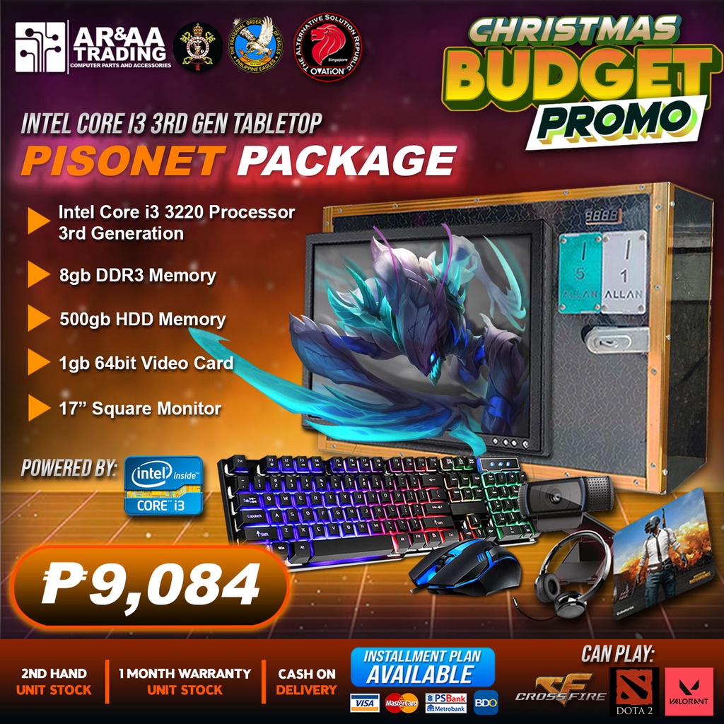 TABLETOP PISONET PACKAGE-Intel Core i3 3220 Processor-8gb DDR3 500gb ...